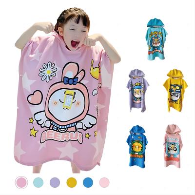 China Custom Printing Microfiber Poncho Towel With Hood Quick Dry Beach Change Robe for sale