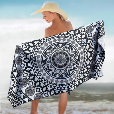 China Sand Proof Digital Print Sublimation Beach Towel Microfiber for sale