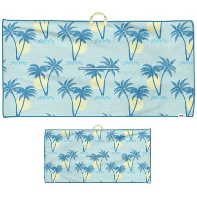 China Customized Printing Microfiber Sports Towel Waffle Golf Towel 350 - 430gsm for sale
