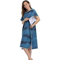 China Adult Windproof Outdoor Change Bath Robe Printed Surf Hooded Poncho Towels for sale