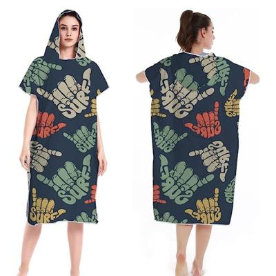 China Microfiber Beach Towel Bath Robe Printed Surf Poncho Beach Towel for sale