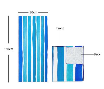 China Summer Quick Dry Anti Sand Microfiber Striped Beach Towel With Bag for sale