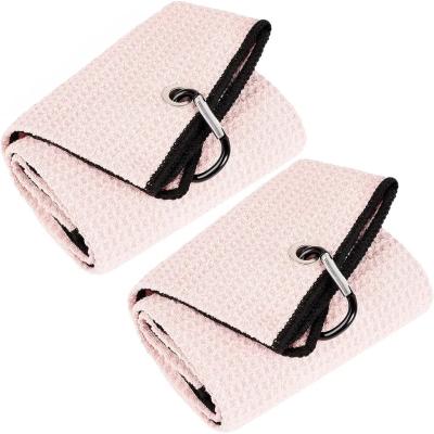 China OEM Custom Designed Super Absorbent Waffle Woven Golf Towel Light Weight with Embroidered Logo Magnetic Personalized Cooling Towel for sale