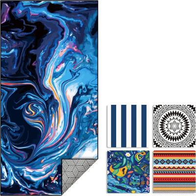 China sublimation sand proof beach towels with a zip pocket recycled microfiber swimming pool summer beach towel with bag for sale