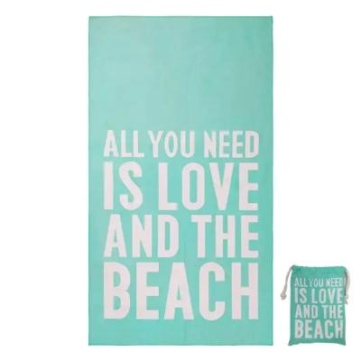 China Lightweight Recycled Large Printed Microfibre Suede Sand Free Microfiber Custom Beach Towel for sale