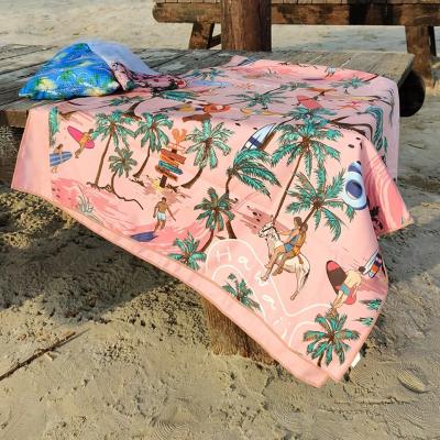 China Factory quick dry sand free customized printing microfiber beach towel for sale