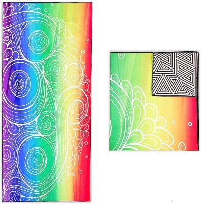 China Custom Quick Dry Sand Proof Recycled Towel Microfiber Beach Towel Print logo Swimming Beach Towel Repreve Towel for sale