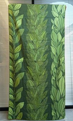 China Custom Made Logo Private Label Digital Printing Sublimated Green Leaf Design Microfiber Printed Beach Towels for sale