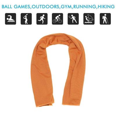 China Custom Polyester Fabric Logo Ice Cool Sports Gym Microfiber Cooling Towel With Bottle for sale