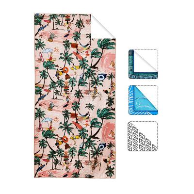China Custom Logo Quick Dry Sand Proof Recycled Towel Microfiber Print Swimming Custom Beach Towel Repreve Towel for sale