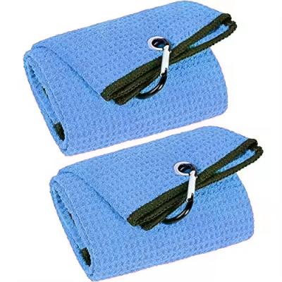 China High Quality Microfiber Waffle Golf Towel Weave Custom Logo Sport Beach Golf Towels with Plain Color for sale