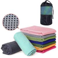 China Custom Logo Soft Microfiber Sports Large Silicone Non Slip Yoga Mat Towel Corners Pocket Microfiber Yoga Towel With Grip for sale