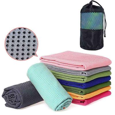 China Custom Logo Soft Microfiber Sports Large Silicone Non Slip Yoga Mat Towel Corners Pocket Microfiber Yoga Towel With Grip for sale