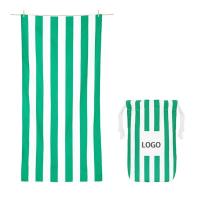 China Hot Selling Hotel Green White Stripe Swimming Towel Soft Water Absorption Home Bath Towel Microfiber Beach Towel for sale