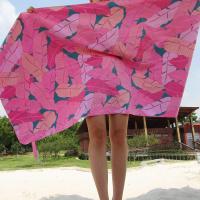 China Custom Made Logo Private Label Digital Printing Sublimated Green Leaf Design Microfiber Beach Towel for sale