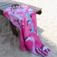 China Custom Made Logo Private Label Digital Printing Sublimated Green Leaf Design Microfiber Beach Towel for sale