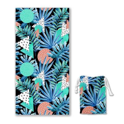 China High Quality Custom Beach Towel with Tropical Style Quick Dry Sand-Free Feature Water Absorption Custom Logo Print for sale