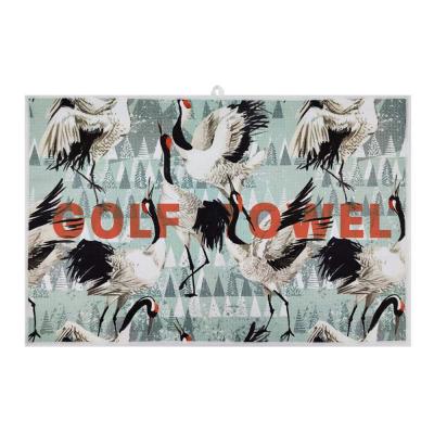 China Printed Microfiber Waffle Pattern Tour Golf Club Cleaning Towel Custom logo Sublimation Waffle Golf Towel for sale