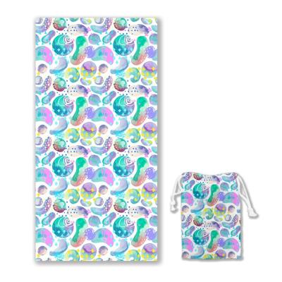 China Quick-Dry Sand-Free Feature Soft Towel Cartoon Custom Beach Towel for sale