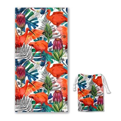 China Custom Logo Large Over Sized Jacquard Printed Custom Beach Towels Double Side Fleece Beach Towels for sale