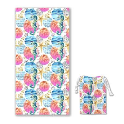 China High Quality Print Logo Water Absorption Sand Free Custom Microfiber Custom Beach Towel for sale