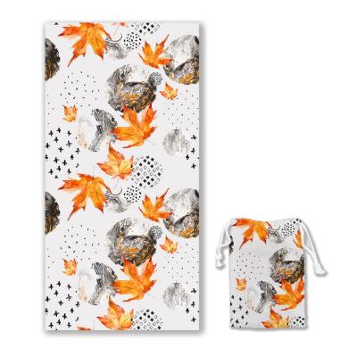 China Large Sand Free Print Towel with Bag Quick Dry Custom Beach Towel for sale