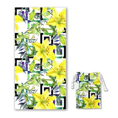 China Custom logo Quick Dry Sand Proof Recycled Towel Microfiber Print Swimming Custom Beach Towel Repreve Towel for sale