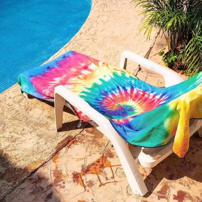 China Recycled Microfiber Waffle Beach Towel Double Side Print Custom Design Printed Beach Towel for sale