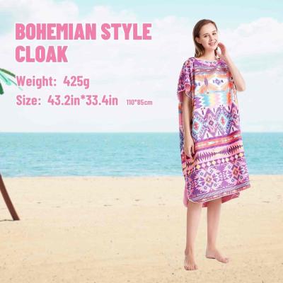 China Custom Logo Embroidery Adult Hooded Towel Surf Microfiber Poncho Towel Beach Changing Towel Beach Poncho for sale