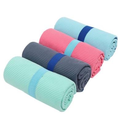China Absorbed Striped Towel Microfiber Ribbed Sport Towel for Microfiber Sport Towel for sale