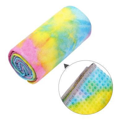 China Anti-slip Microfiber Suede Yoga Towel Silicone Dot Non Slip Microfiber Yoga Towel Fitness Plain Gym Towel With Mesh Bag for sale