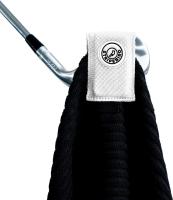 China Customized Embroidery Logo Heavy Duty Carabiner Clip Convenient Hook Loop Fastene Premium Microfiber Waffle Golf Towel for sale