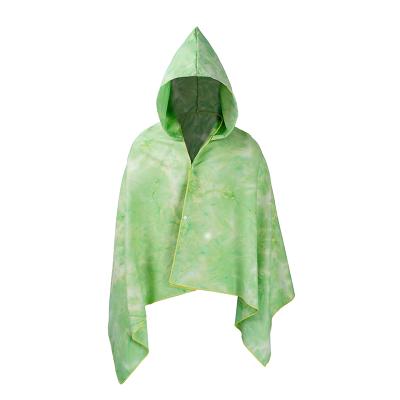 China Trendy Hooded Beach Microfiber Poncho Towel for Adults Microfiber Quick Dry Printed Logo Hooded Poncho for sale
