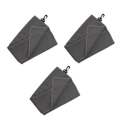 China OEM Design Waffle Golf Towel Custom Print Logo Magnetic Golf Towels With Hook for sale