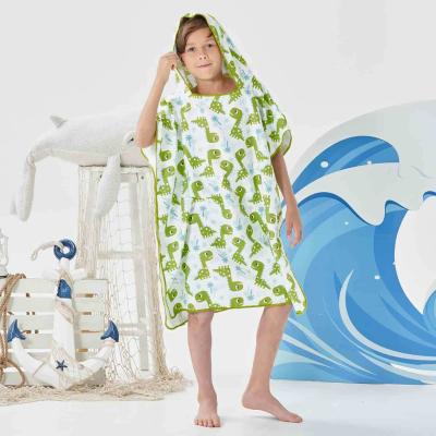 China Logo Custom Quick Dry Surf Sand Free Microfiber Poncho Towel With Hood Microfiber Hooded Poncho Beach Towels for Adults Kids for sale
