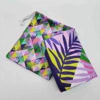 China 350gsm-470gsm Custom Made Logo Private Label Digital Printing Sublimated Green Leaf Design Microfiber Waffle Printed Beach Towels for sale