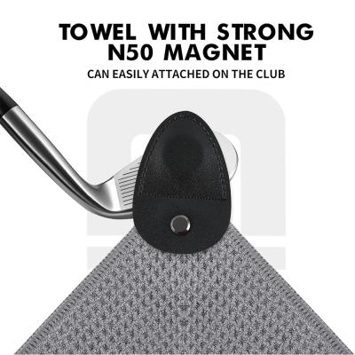 China Custom Sublimation Printed Microfiber Weave Golf Club Clip Hanging Loop Soft Hand Towel Waffle Golf Towel for sale