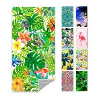 China Microfiber Single Side Custom Printed Beach Towel Wholesale Custom Logo Sand Free Microfiber Beach Towel with Mesh Bag for sale