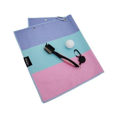 China 350 - 430gsm Microfiber Waffle Golf Towel With Custom Logo For Club for sale