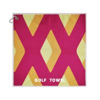 China Portable Polyester Sublimated Microfiber Waffle Weave Custom Print Golf Towel for sale