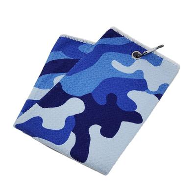 China Sport Gym Magnetic Microfiber Golf Towel Pattern Fabric Custom Thick Waffle Weave Magnet Golf Towel Golf Club Cleaner for sale