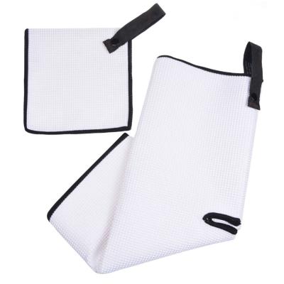China Customised Microfiber Golf Towel Waffle Golf Sports Towel Personalised with Logo and Soft Grommet Hook for sale