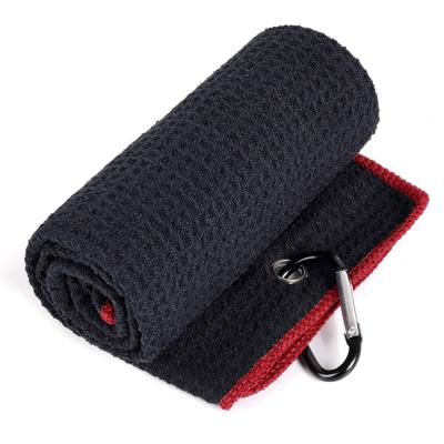 China Wholesale Plain Bulk Custom Logo Golf Accessories Embossed Printed Microfiber Waffle Magnetic Magnet Microfiber Golf Towel for sale