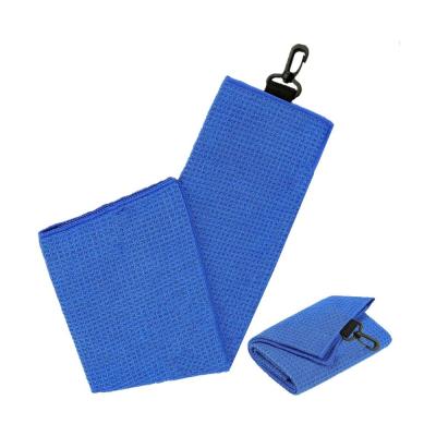 China Golf Towels Bulk Custom logo Knit Microfiber Waffle Magnet Towel Magnetic Microfiber Golf Towel With Hook for sale
