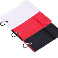 China High Quality Golf Microfiber Clean Towel Waffle Weave Ball Cleaning Towel Golf Solid Color Embroidery Microfiber Golf Towel with Hook for sale