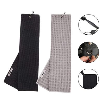 China Waffle Microfiber Golf Towel Fitness Cooling Towel Customized Logo With OPP Bag for sale