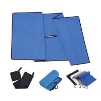 China Personalized Custom Thick Waffle Trifold Gray Microfiber Golf Towel With Caribeaner Golf Sport Towel for sale