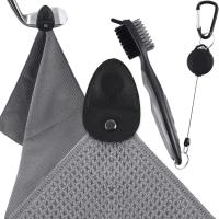 China Customized Embroidery Logo Clip Convenient Hook Loop Waffle Microfiebr Golf Towel for sale