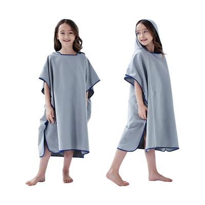 China Hot Sale Custom logo Microfiber Terry Adult Hood Beach Robe Towel Changing Robe Surf Hooded Poncho Towel for sale
