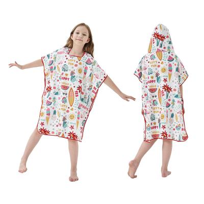 China Recycled Hooded Childrens Suede Microfiber Poncho Towel For Beach Surfing for sale